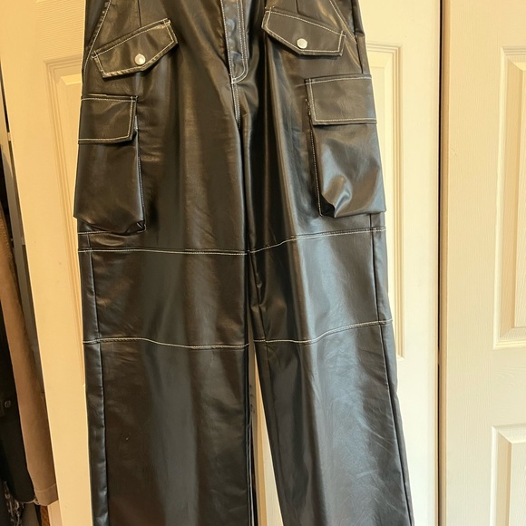 Edikted | Pants & Jumpsuits | Edikted Black Wide Leg Leather Pants ...
